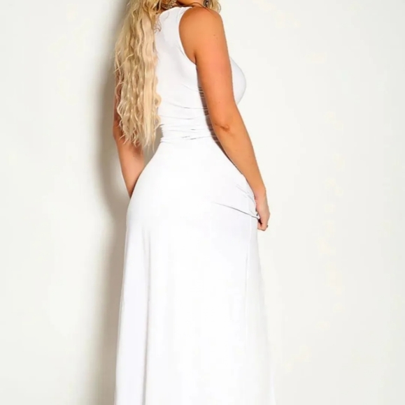 Amiclubwear | Dresses | White Sleeveless Double High Slit Maxi Dress ...